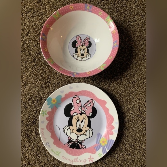 Disney | Dining | Disney Minnie Mouse Plate Bowl Set | Poshmark
